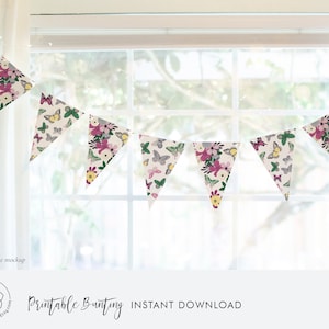 Spring Butterfly Bunting - PRINTABLE Banner Flags Instant Digital ...