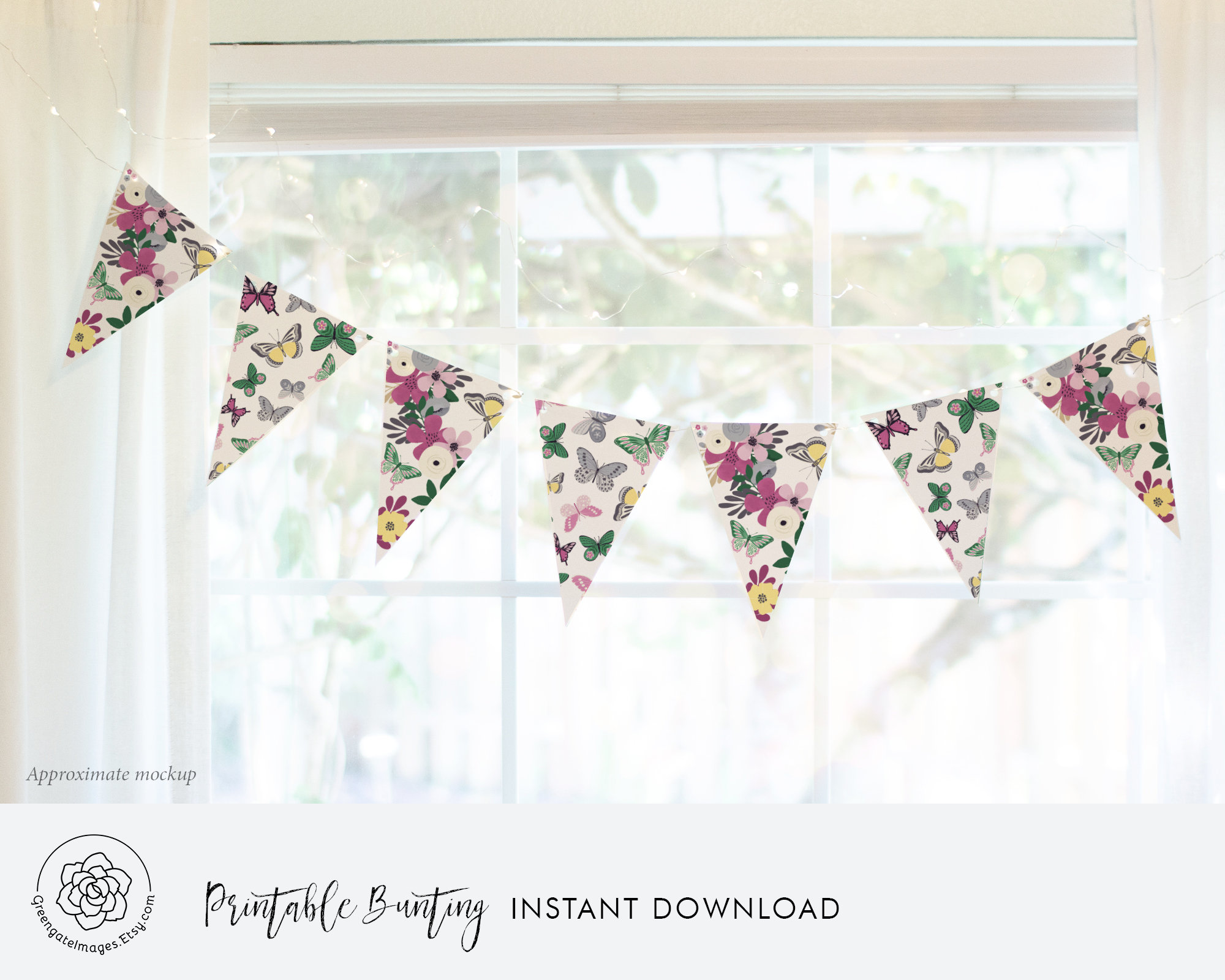 Spring Butterfly Bunting - PRINTABLE Banner Flags Instant Digital ...
