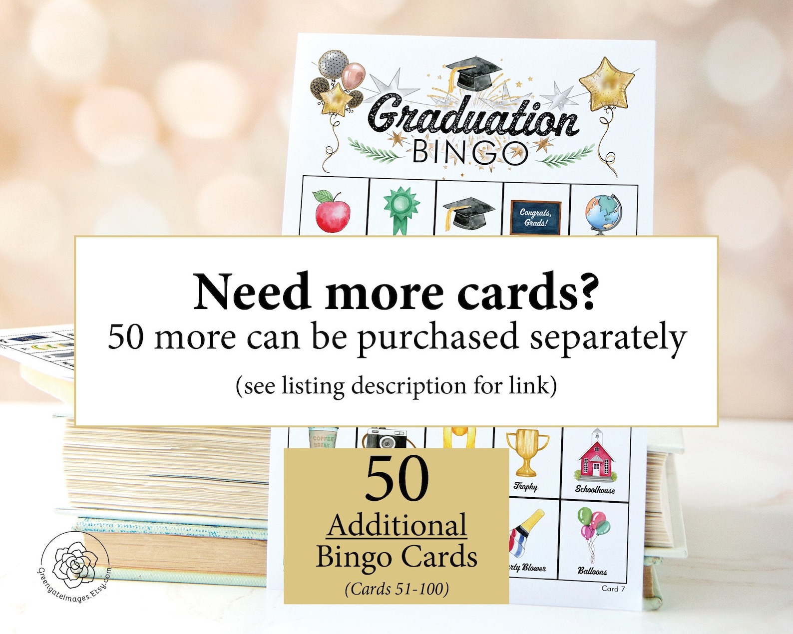 Graduation Bingo Cards - 50 PRINTABLE Unique Cards. Instant Digital ...