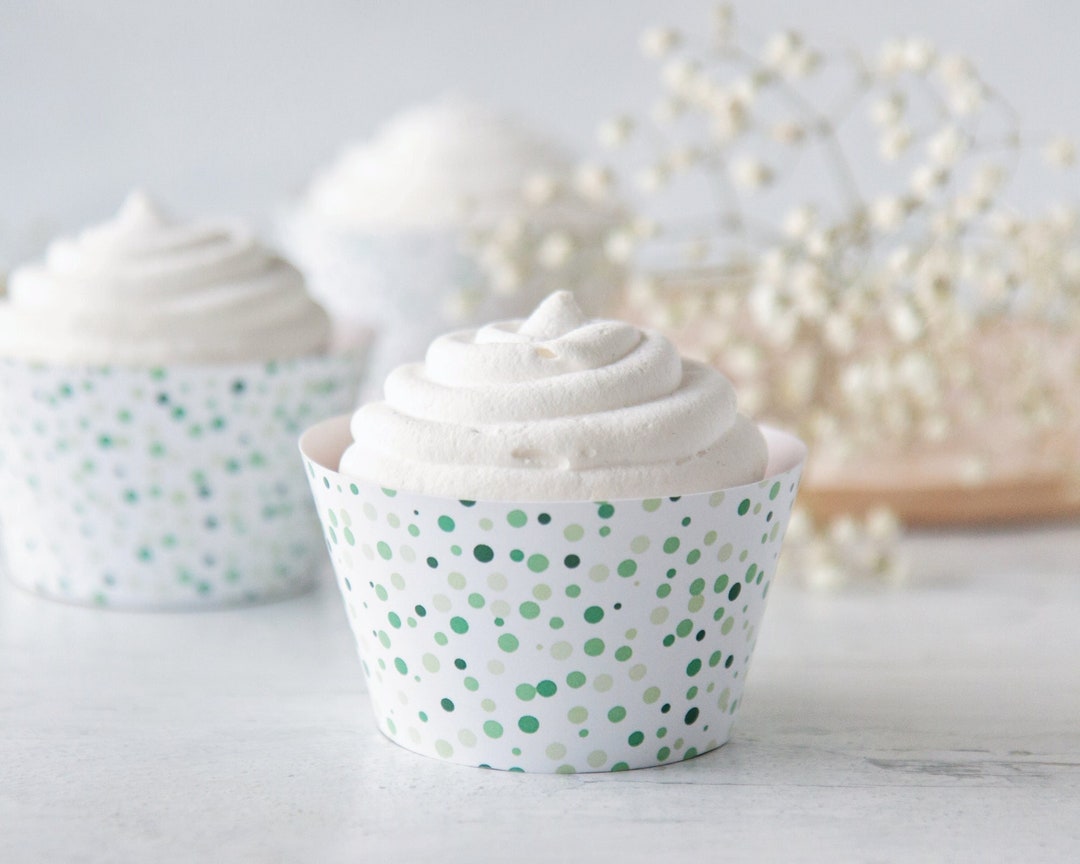 Green Confetti Spots Cupcake Wrapper PRINTABLE Instant - Etsy