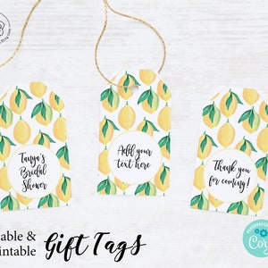 Lemon Gift/favor Tags Corjl, Printable Gift Tags, Editable Text, Lemon ...