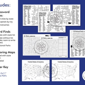USA Activity Printables Pack - Kids Geography Activities, Homeschool ...