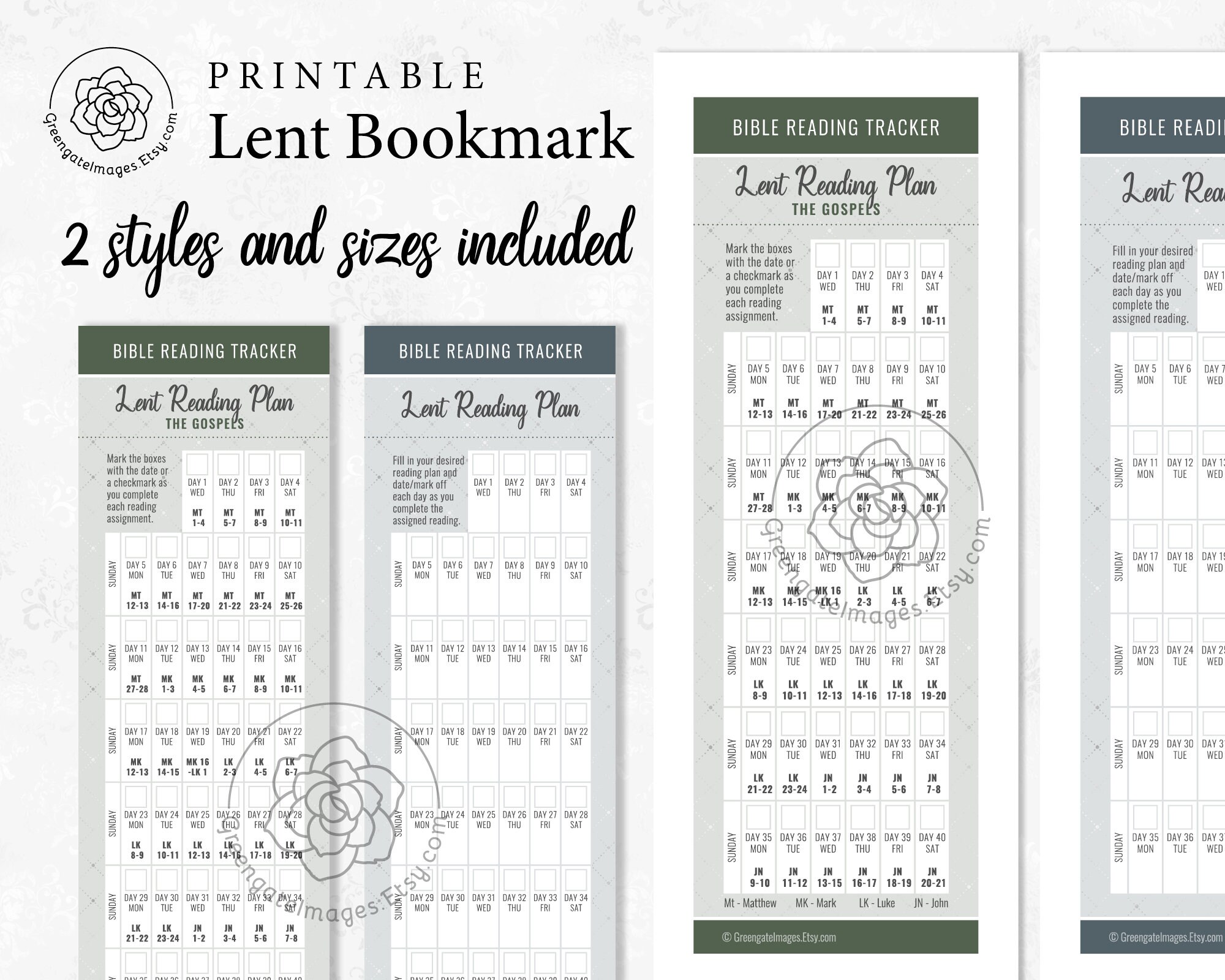 Lent Bookmark Bible Tracker - Printable Bookmark, Lenten Reading Plan ...