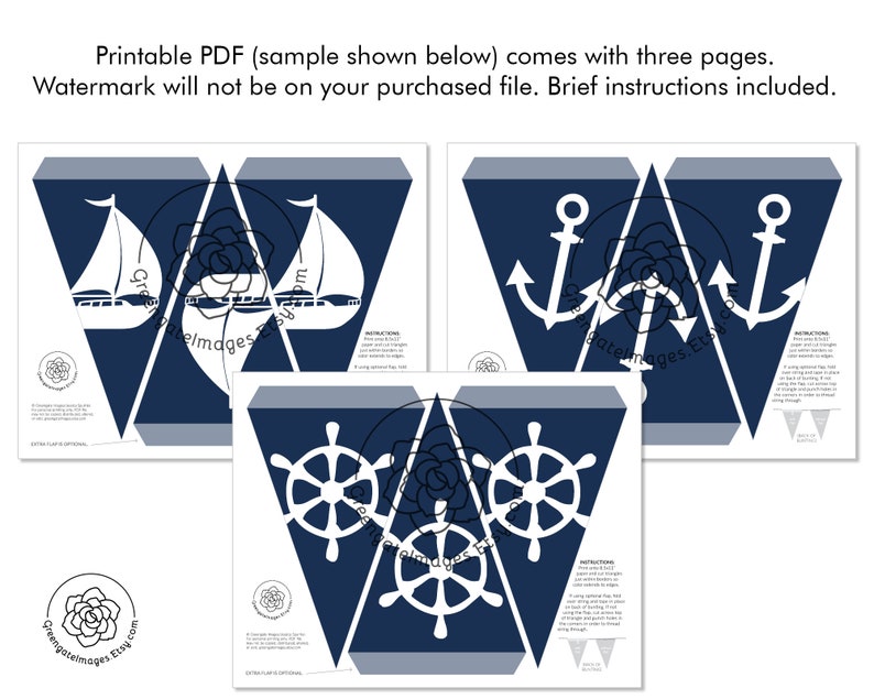 Nautical Bunting - Printable Nautical Party Decor, Sailboat Anchor ...