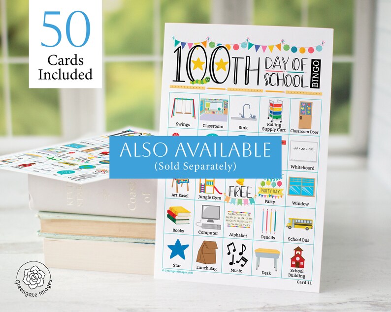 100th Day of School Bingo 50 PRINTABLE Unique Cards. Instant - Etsy