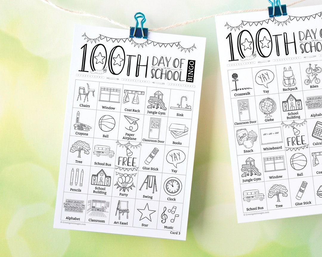 100th Day of School Bingo - 50 PRINTABLE Unique Cards. Instant Digital ...