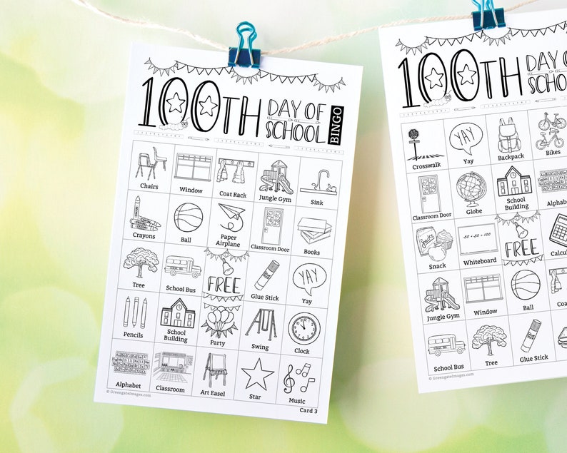 100th Day of School Bingo 50 PRINTABLE Unique Cards. Instant - Etsy