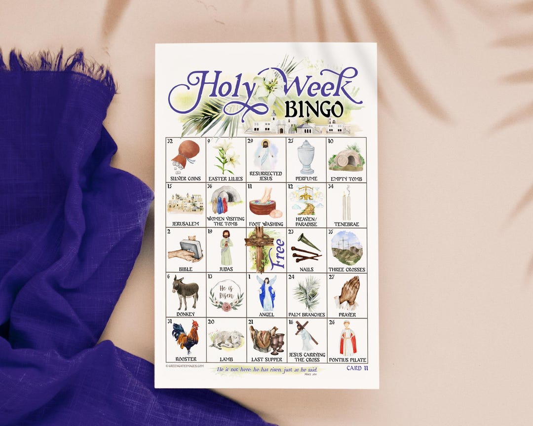 Holy Week Bingo - 50 PRINTABLE Unique Cards. Instant Digital Download ...