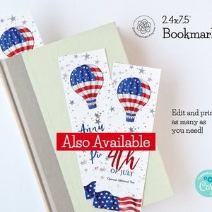 Patriotic Bookmark - Personalize Corjl, 4th of July Bookmark, Book Club ...