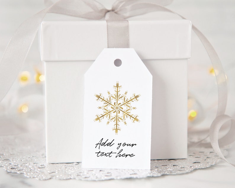 Gold Snowflake Gift Tags PRINTABLE Template That You Edit on - Etsy