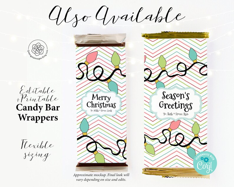 Christmas Candy Bar Wrappers PRINTABLE Hershey Bar Wrapper - Etsy
