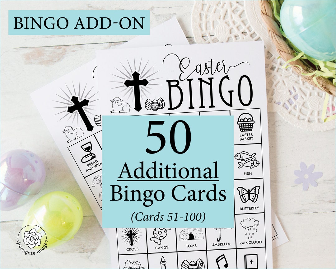 ADD-ON: 50 Additional Christian Easter Black and White Bingo Cards ...