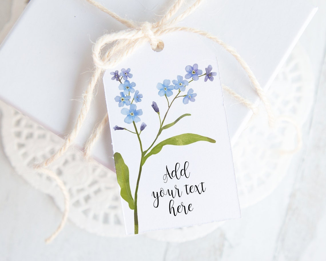 Forget-me-not Gift Tags printable Gift Tag Editable Corjl | Etsy