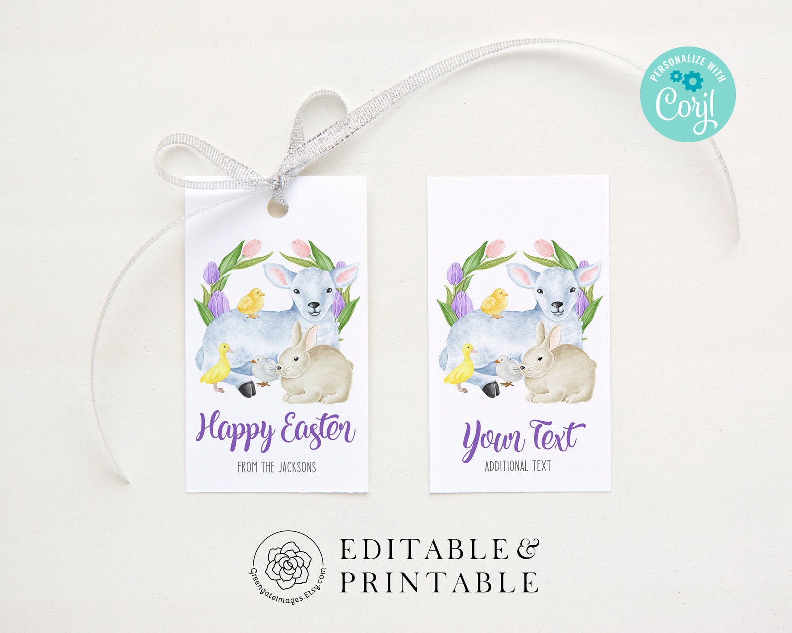 Easter / Spring Gift Tags Printable Gift Tags Editable | Etsy