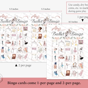 Ballet Bingo - 50 PRINTABLE Unique Cards. Instant Digital Download PDF ...