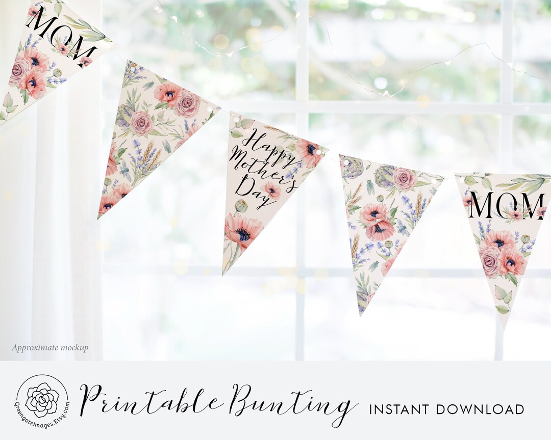 Mother's Day Bunting PRINTABLE Floral Banner for - Etsy