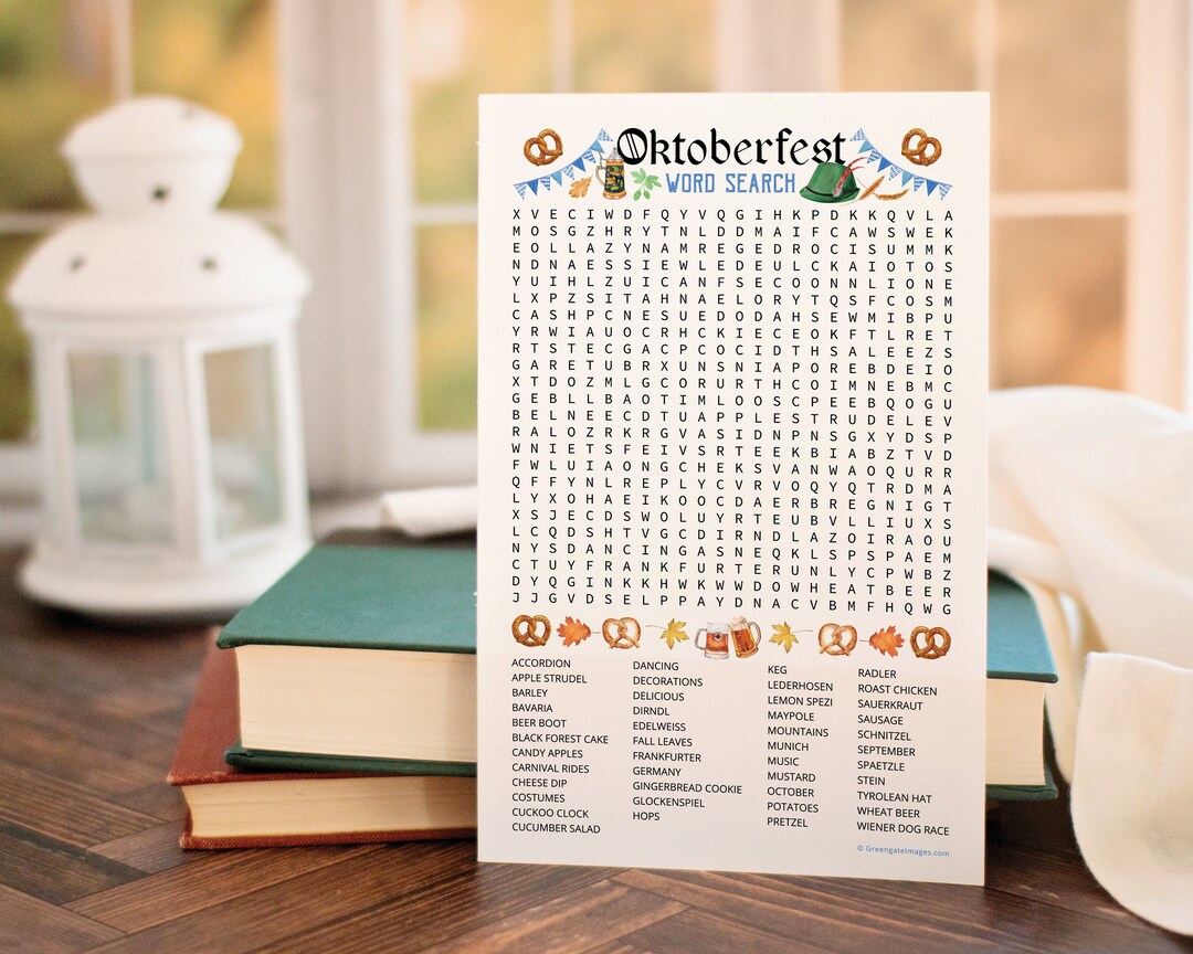 Oktoberfest Word Search - Big PRINTABLE 45-word Find. Instant Download ...