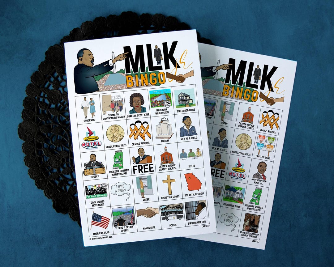 MLK Bingo - 50 PRINTABLE Unique Cards. Instant Digital Download PDF ...