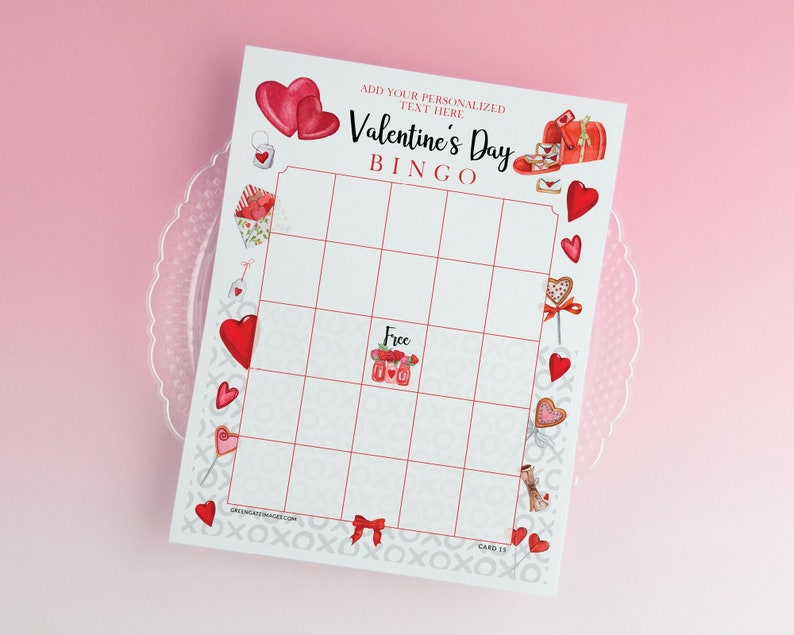 FILLABLE Valentine Heart Bingo Template: 50 Cards Printable - Etsy