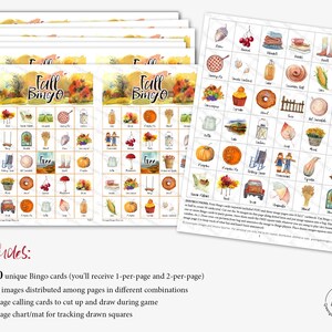 Fall Bingo Cards: PRINTABLE bingo with labeled pictures. 50 | Etsy