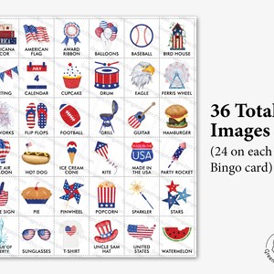 Patriotic Bingo Cards: Printable Bingo, 50 Cards, 4th of July Party ...