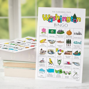 Washington Bingo Cards - 50 PRINTABLE Unique Cards You Download ...