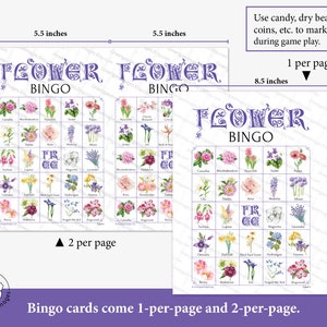 Flower Bingo Cards: Printable Bingo, 50 Cards, Senior Citizen ...