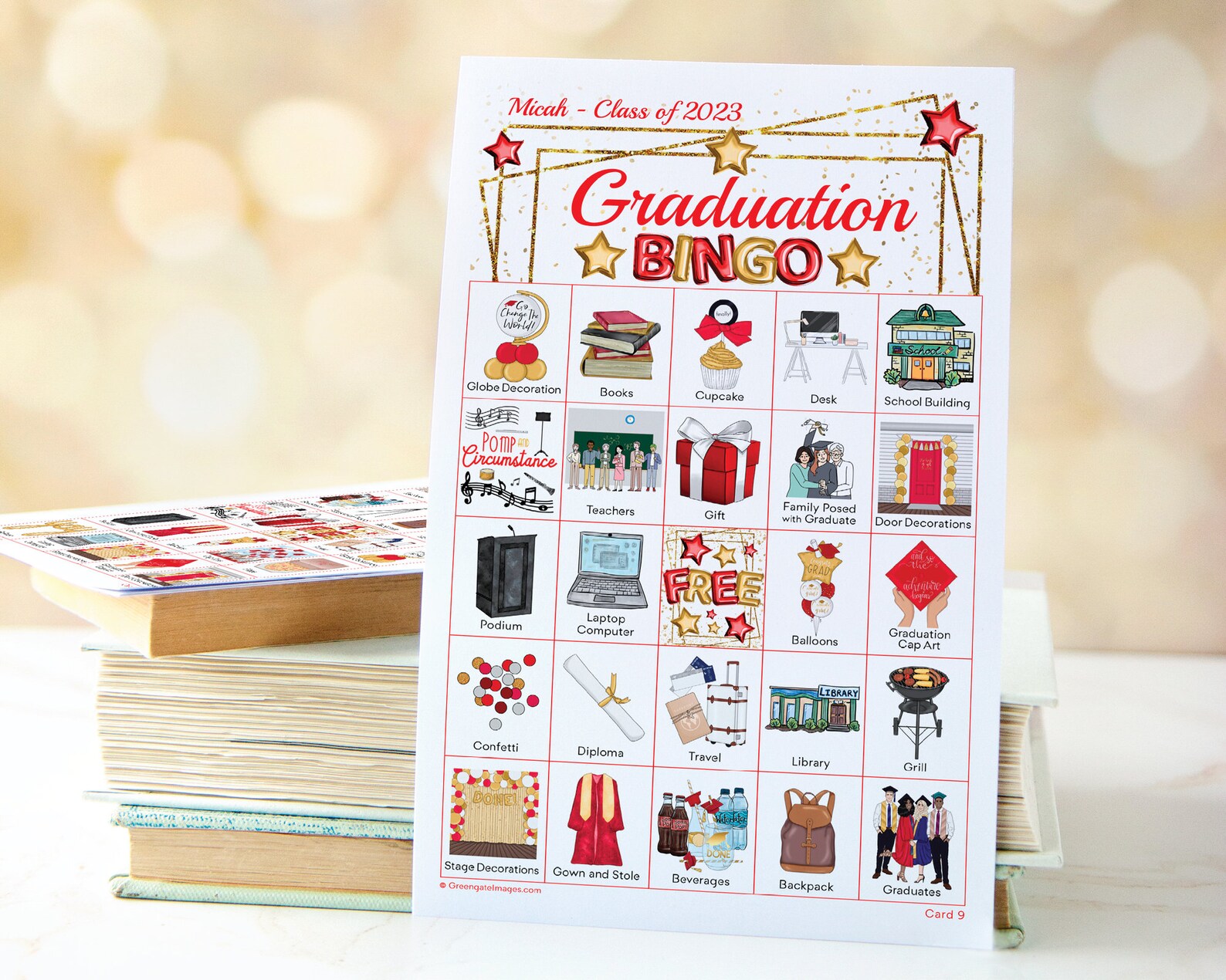 Graduation Bingo 50 PRINTABLE Unique Cards. Bright Red and - Etsy