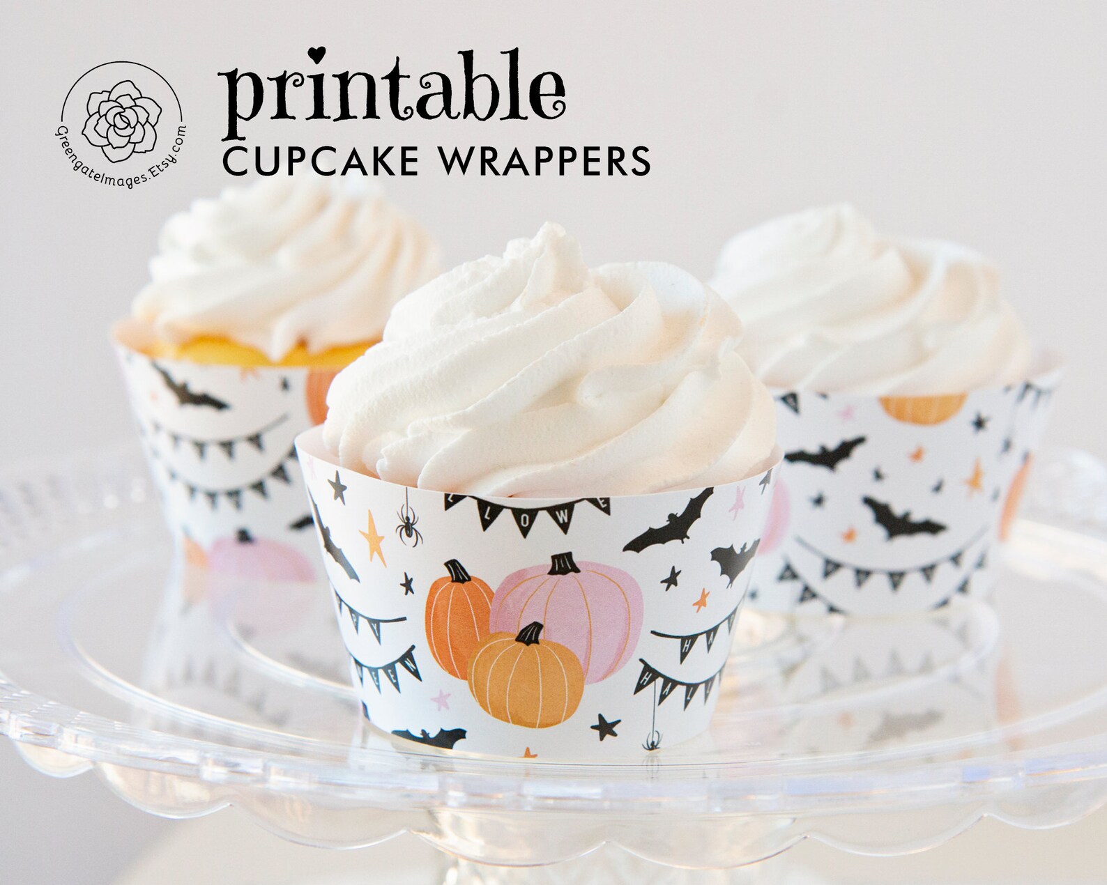 Halloween Cupcake Wrappers Printable Cupcake Wraps Peach - Etsy