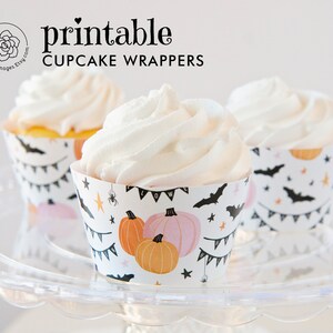 Halloween Cupcake Wrappers Printable cupcake wraps peach | Etsy