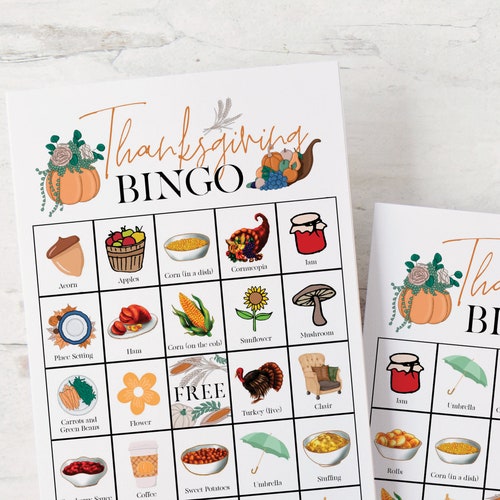 Thanksgiving Bingo Game Printable Bingo With Thanksgiving - Etsy