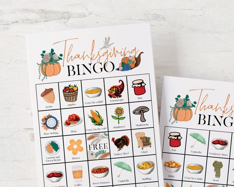 Thanksgiving Bingo Cards: Printable Bingo 50 Cards Senior - Etsy