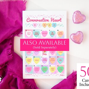 Conversation Heart Bingo Template: 50 Cards Printable Pdf, Editable ...