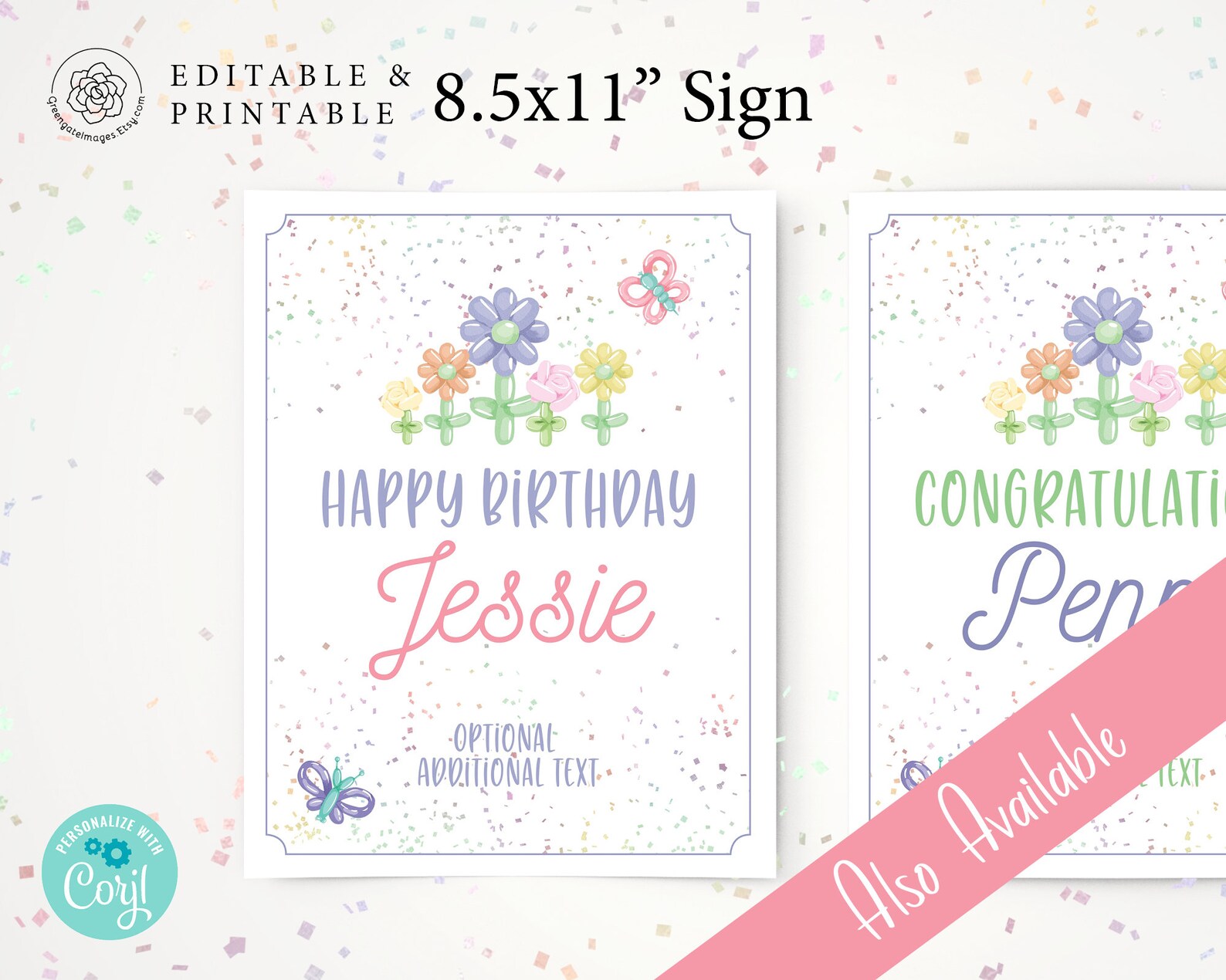 Editable Birthday Sign Editable Corjl 8.5x11 Inch Custom | Etsy
