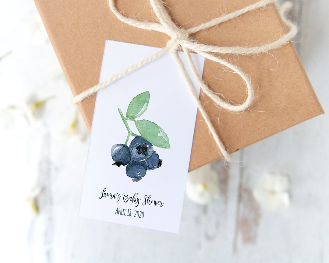 Blueberry Gift Tags - Printable Gift Tag, Editable Corjl, Favor Bag Tag ...