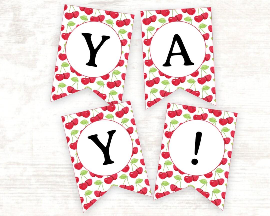 Cherry Message Banner - PRINTABLE Letter Bunting Template. Edit on ...