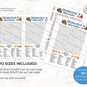 Oktoberfest (non-alcoholic) Word Search - Big PRINTABLE 40-word Find ...