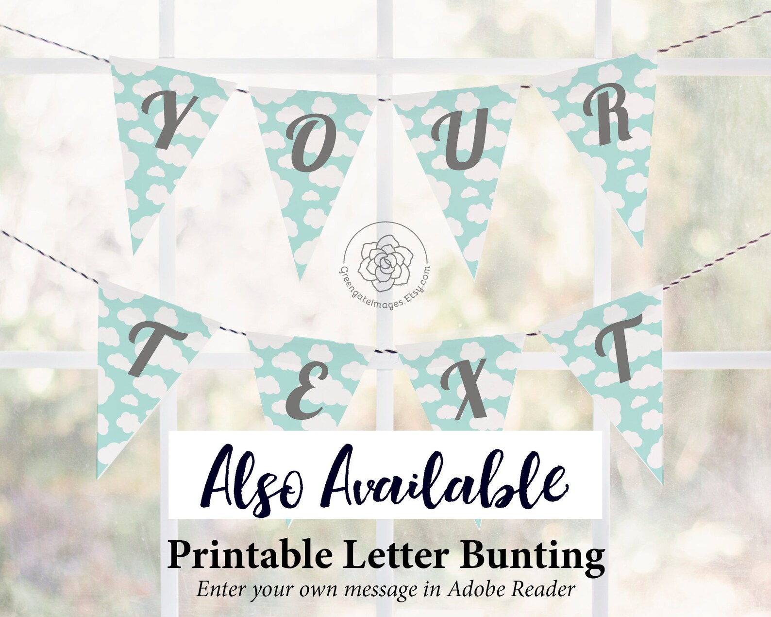 Cloud Bunting - Cloud Banner, Printable Bunting, Cloud Printable, Party ...