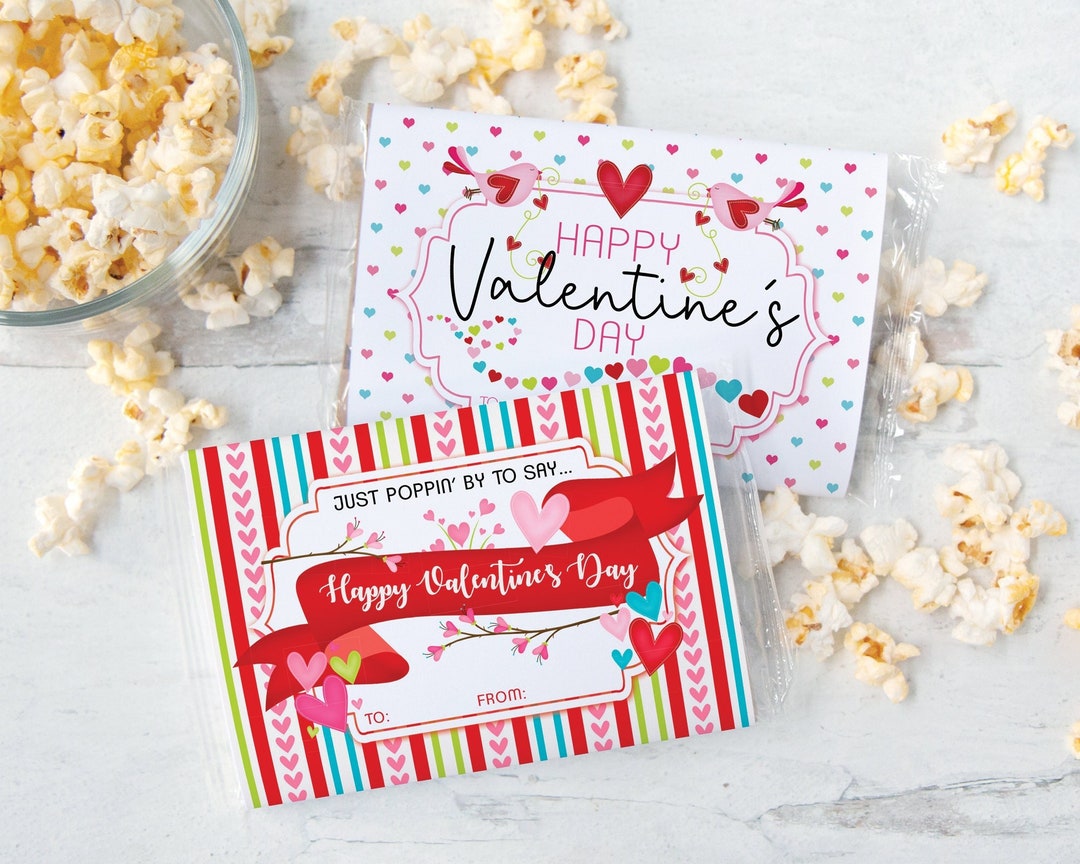 Valentine's Day Popcorn Wrapper - PRINTABLE Microwave Popcorn Wrapper ...