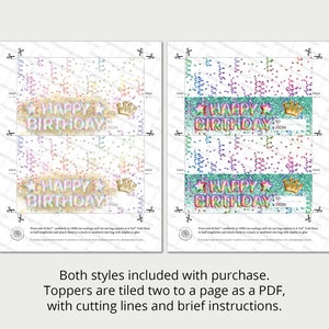 6.5 Happy Birthday Bag Toppers PRINTABLE Ziplock Topper, Foldover Label ...