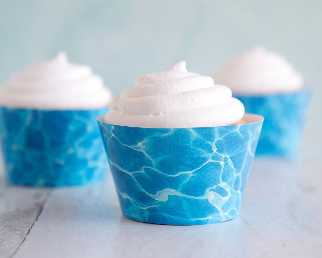Swimming Pool Cupcake Wrapper Printable Cupcake Wrap Blue - Etsy