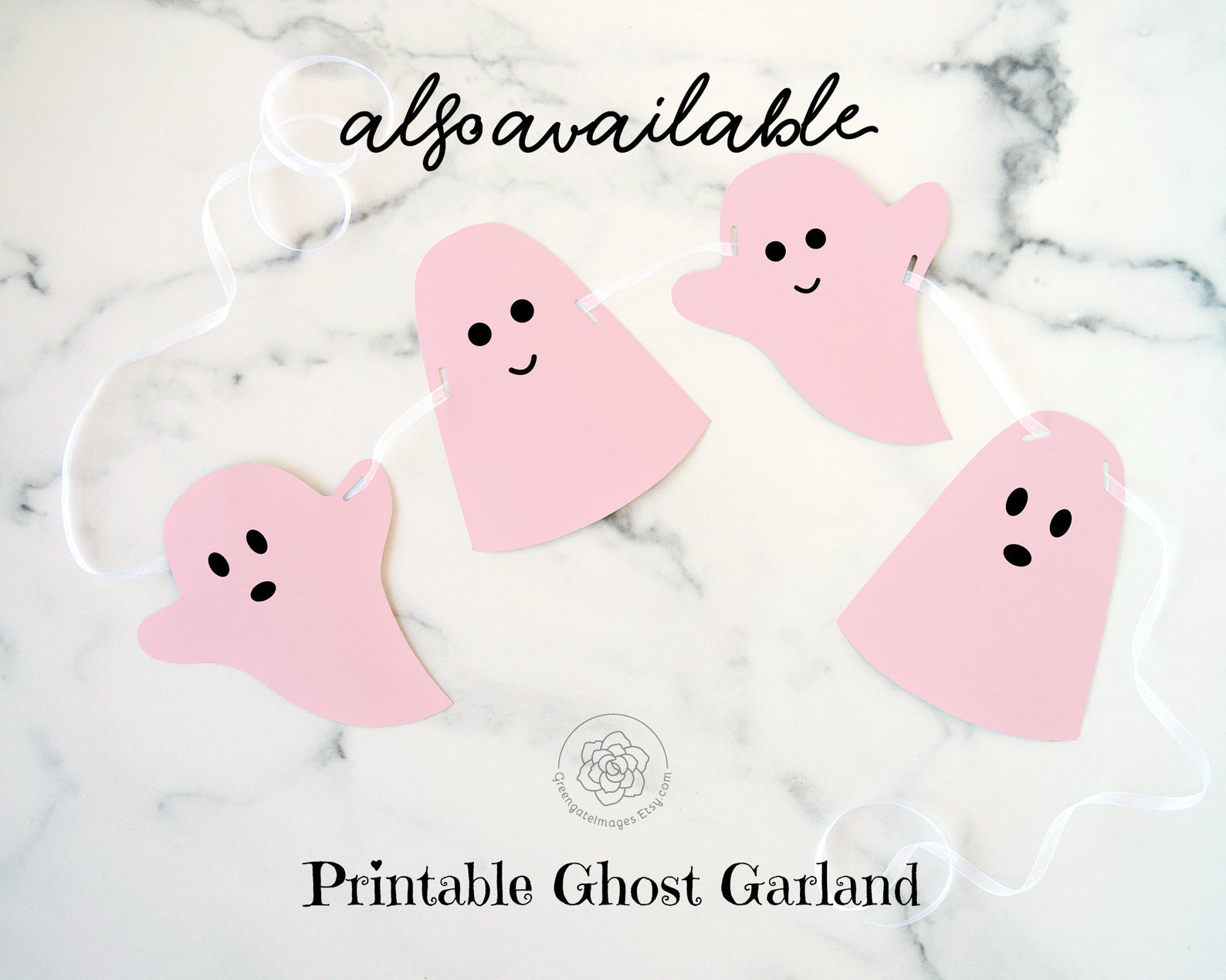 Halloween Ghost Garland - Printable Banner, Halloween Printable, Ghost ...