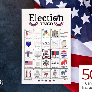 Election Bingo - 50 PRINTABLE Unique Cards. Instant Digital Download ...