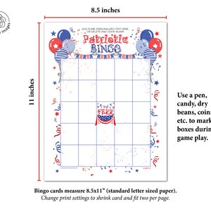 FILLABLE Patriotic Bingo Template - 50 PRINTABLE Bingo Cards Pdf ...
