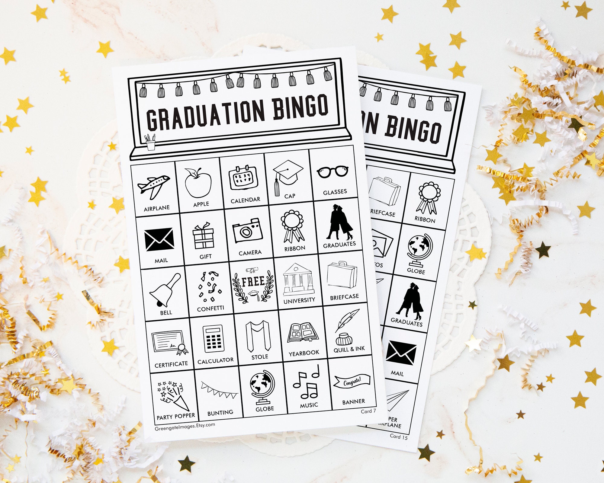 Graduation Bingo Cards: Printable Bingo Cards Black and - Etsy Hong Kong