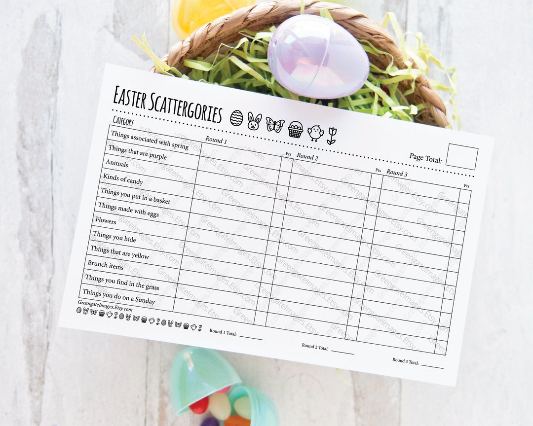 Easter Scattergories - PRINTABLE Instant Download PDF. Easter Party ...