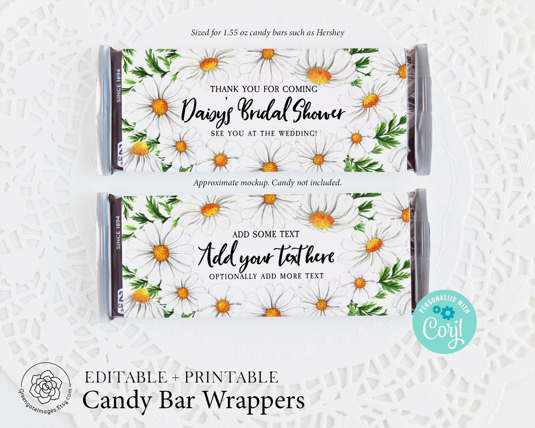 Daisy Candy Bar Wrappers PRINTABLE Custom Chocolate Wrap, Editable in ...
