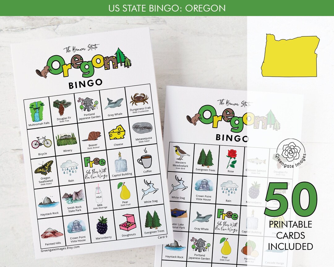 Oregon Bingo Cards: Printable Bingo Cards 50 Cards Senior - Etsy
