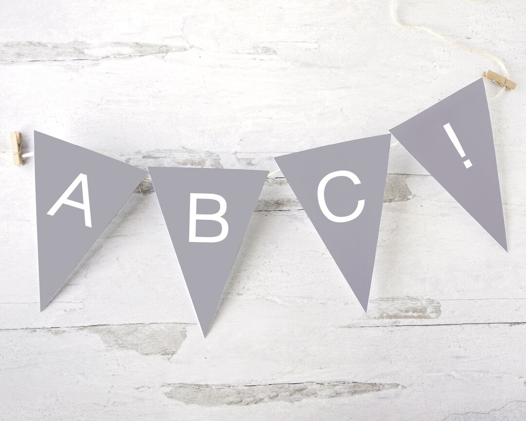 Gray Letter Banner - PRINTABLE, Editable Banner PDF. Instant Digital ...