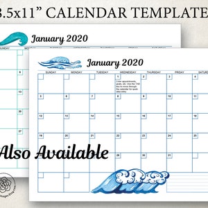 Editable Calendar Templates: Blank Calendar Pages, Watercolor Cactus ...